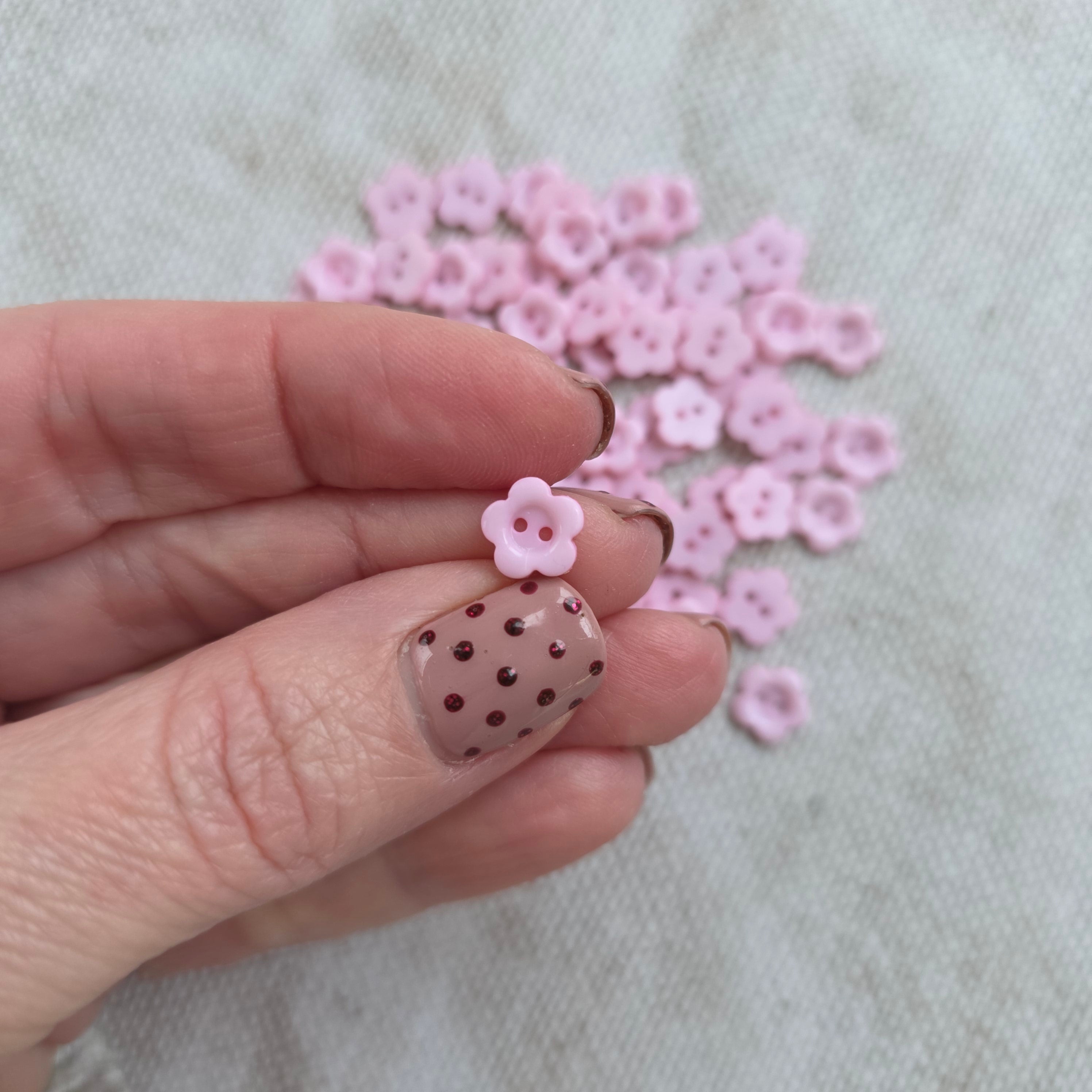 Mini flower buttons, pink – The Fernery